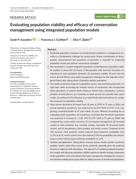 Pdf Evaluating Population Viability And Efficacy Of Conservation