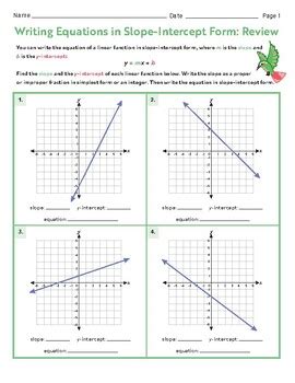 Writing Equations In Slope Intercept Form Review By Emily Library