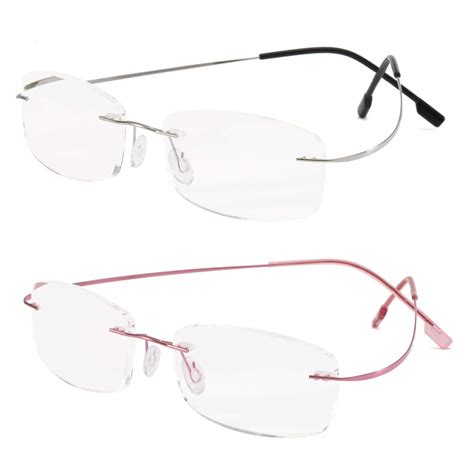 Viseng Rimless Titanium Reading Glasses 2 Pairs 125 Diopters For Men