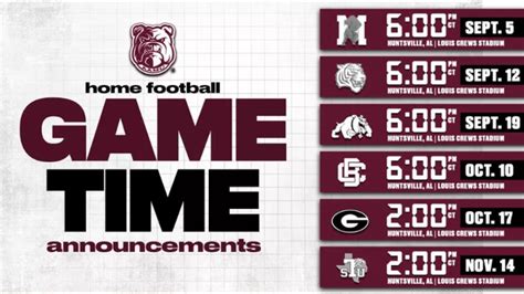 Alabama Aandm Announces Kickoff Times For 2026 Home Football Schedule
