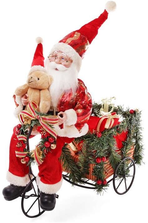 Новорічна декоративна іграшка Санта на велосипеді 48см