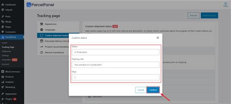 Customize Shipment Status