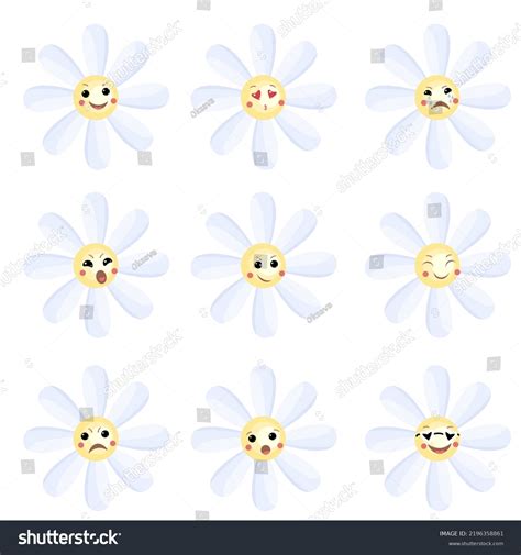 Cartoon Flower Different Emotions Vector Set Stock Vector Royalty Free