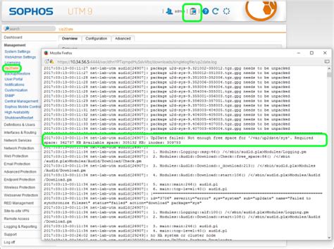 Troubleshooting Sophos UTM Up Date Failure Due To Disk Space
