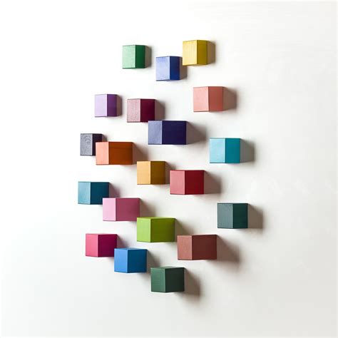Colorful 3d Wall Art Diy Wood Block Sculpture Modern Playroom Decor