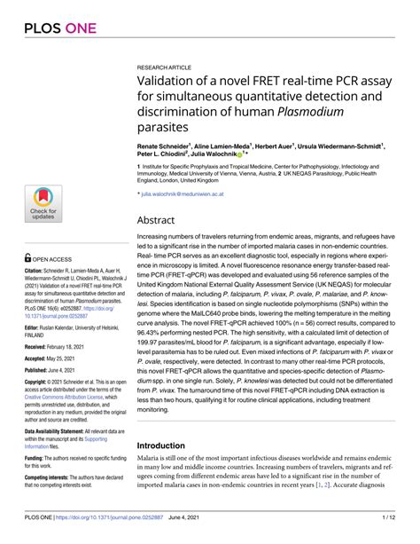 Pdf Validation Of A Novel Fret Real Time Pcr Assay For Simultaneous