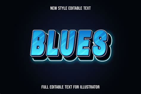 Premium Vector Text Effect Blues Color Blue And Black Gradient