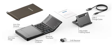 Samsers Foldable Bluetooth Keyboard With Touchpad Full Size Dual Mode Wireless