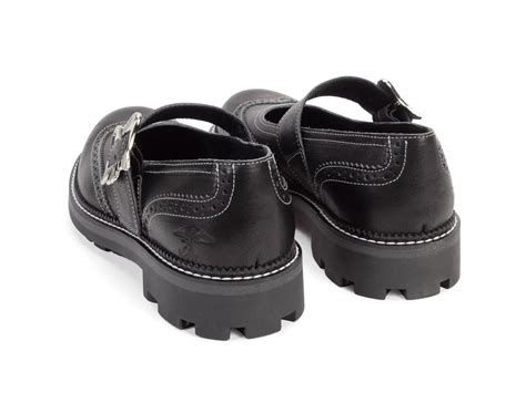 Gillian Black Brogue Mary Janes With Buckles Fluevog Shoes