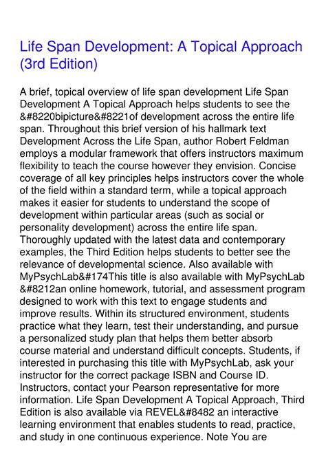 Ppt Download Book [pdf] Life Span Development A Topical Approach 3rd Edition Powerpoint