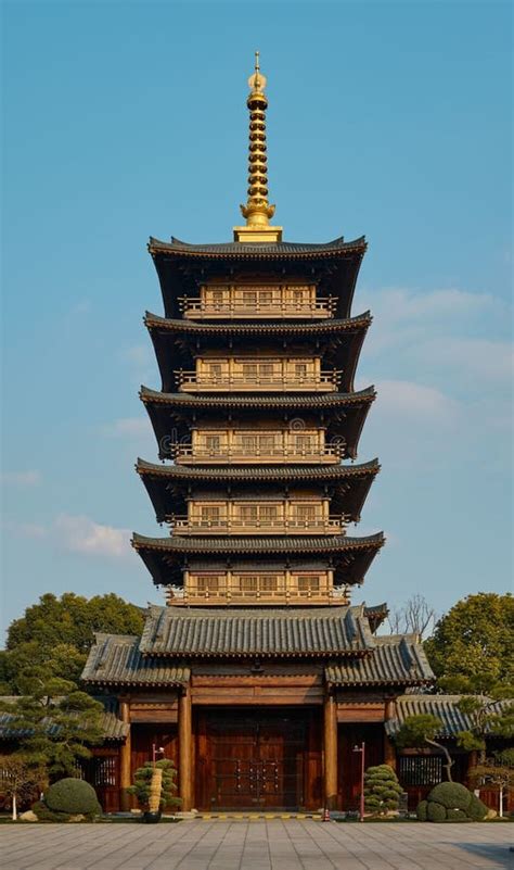Ancient Hwangnyong Temple On The Background Of The Bright Blue Sky With