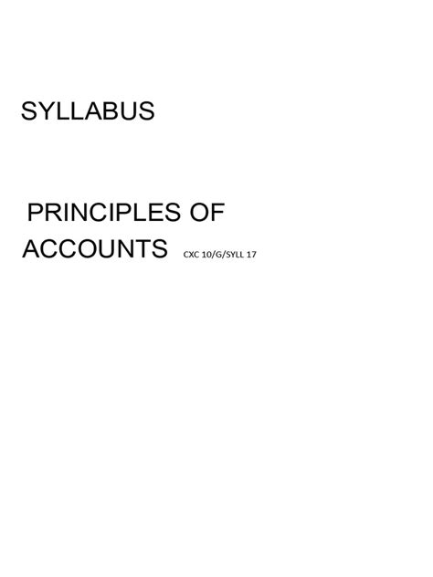 Csec Principles Of Accounts Syllabus 2019 Pdf Debits And Credits Balance Sheet