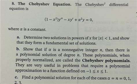 Solved The Chebyshev Equation The Chebyshev 7