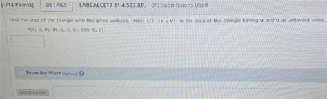 Solved Find The Area Of The Triangle With The Given