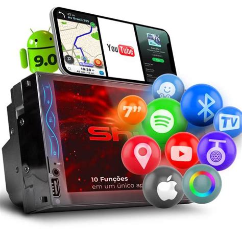 Central Multimídia Shutt 7 2 Din Espelhamento Wi Fi Android Iphone Bt