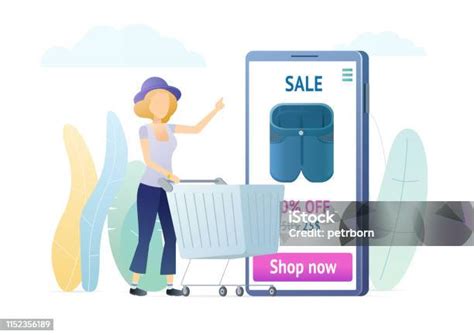 Ilustración De Chica Comprando Ropa En Línea Ilustración Vectorial Y Más Vectores Libres De