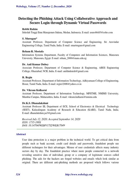 2020 Detecting The Phishing Attack Using Collaborative Approach And Pdf