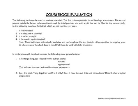 Coursebook Evaluation Pdf