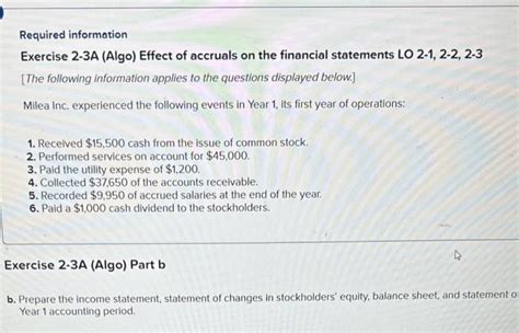 solved required information exercise 2 3a algo effect of