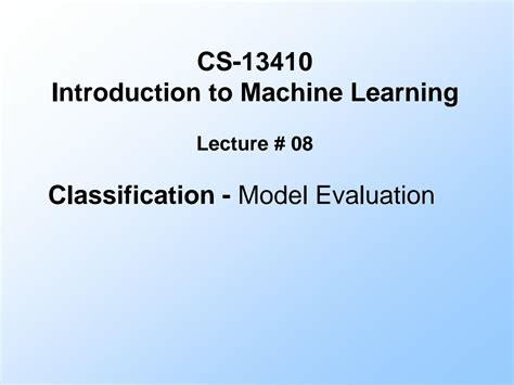 Solution Classification Model Evaluation Classification Example