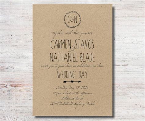 Rustic Wedding Invitation Kraft Paper By Simplyfetchingpaper 1500