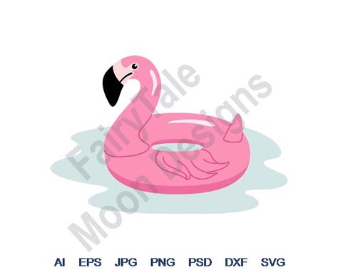 Flamingo Float Svg Dxf Eps Png  Vector Art Clipart Cut File