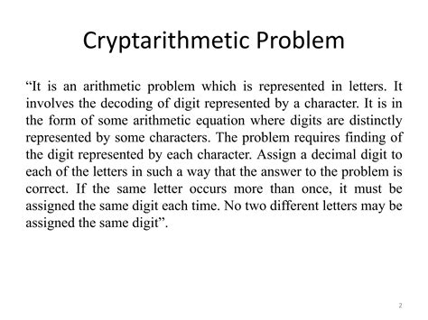 Lecture 13 Criptarithmetic Problem Pptx