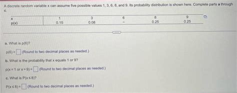 Solved A Discrete Random Variable X Can Assume Five Possible
