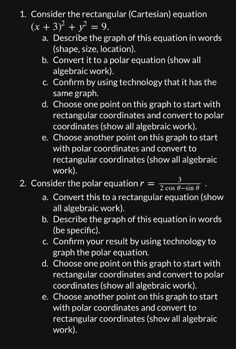 Solved Consider The Rectangular Cartesian Equation Chegg