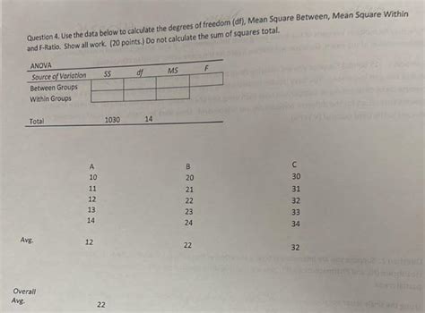 Solved Question Use The Data Below To Calculate The Chegg