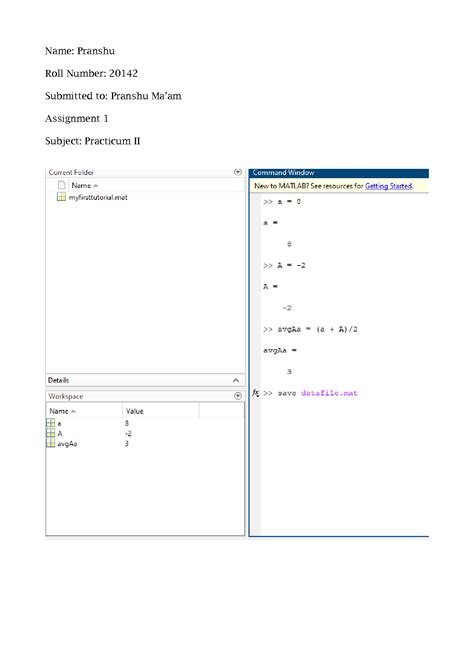 Solution Basic Commands In Matlab Studypool