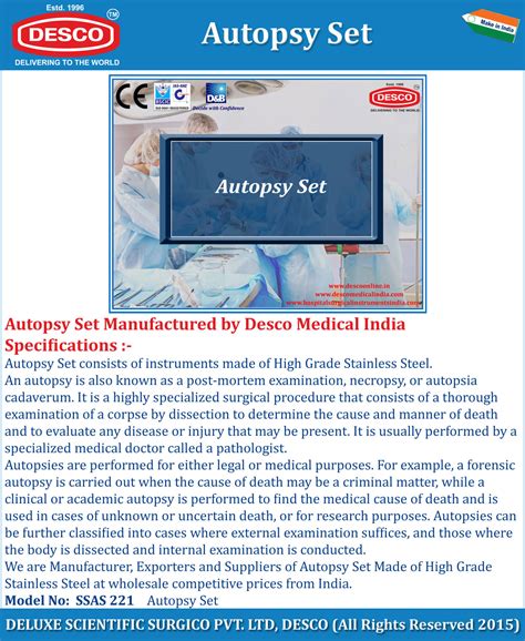 Autopsy Instrument Set Manufacturers Exporters And Suppliers India