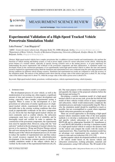 Pdf Experimental Validation Of A High Speed Tracked Vehicle Powertrain Simulation Model