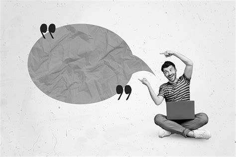 크리 에이 티브 사진 3d 콜라주 아트 워크 포스터 포스터 스케치 젊은 긍정적 인 남자 사용자 보여주는 빈 공간 아이디어 계획 절연 에 고립 된 그림 배경 35 39세에