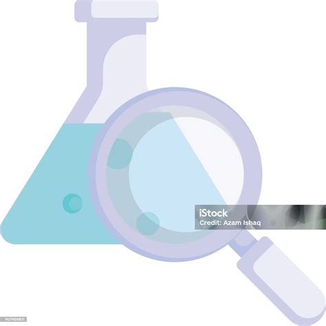 혼합 적정 플라스크 벡터 컬러 아이콘 디자인 생화학 기호 생명 공학 및 생화학 기호 과학 및 엔지니어링 스톡 일러스트레이션 돋보기 개념이있는 삼각 플라스크 결심에 대한 스톡