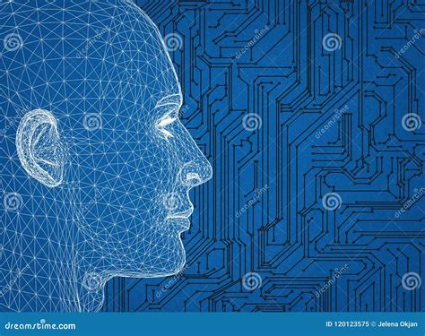 Abstract Human Head With Circuit Board Stock Illustration