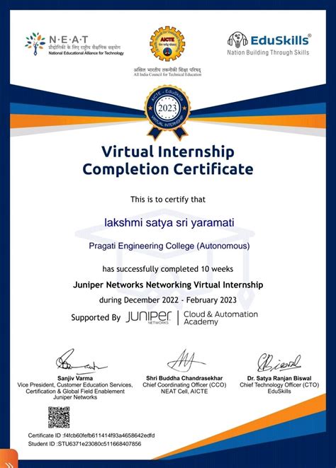 Lakshmi Satya Sri Yaramati On Linkedin Networking Internship Junipernetworks Juniper