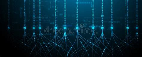Data Technology And Machine Learning Neural Flow Network Stock Vector Illustration Of