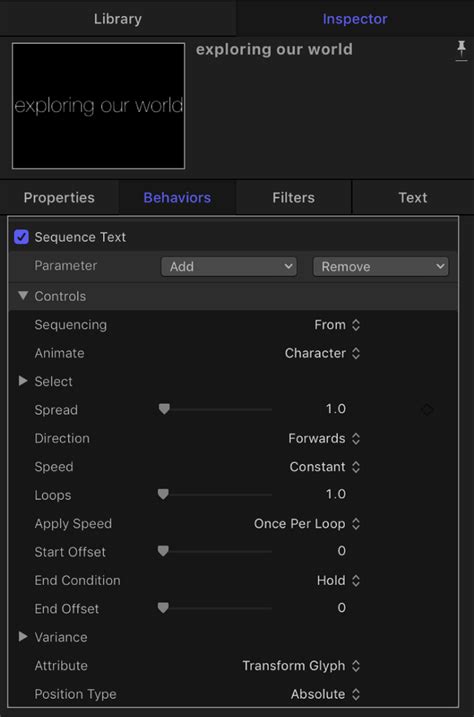 Apply The Sequence Text Behavior In Motion Apple Support