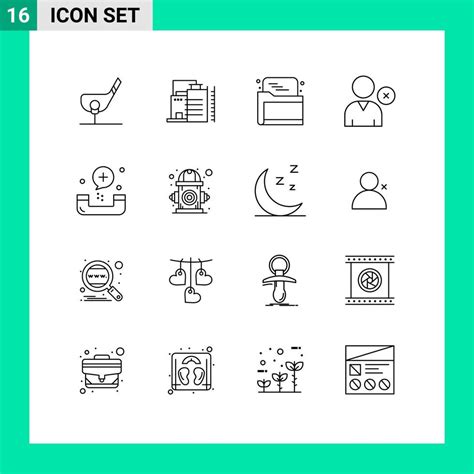 16 Universal Outline Signs Symbols Of Disease User Industry Man Data Editable Vector Design