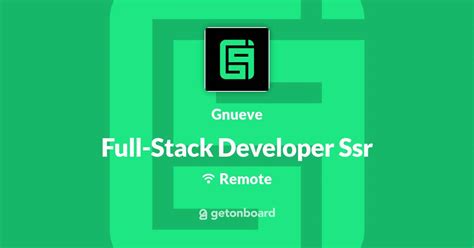 Full Stack Developer Ssr At Gnueve Remote Work From Home Get On Board