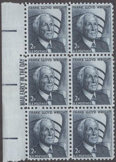 Scott 1280 Frank Lloyd Wright Architect Mail Early Block 6 Mnh