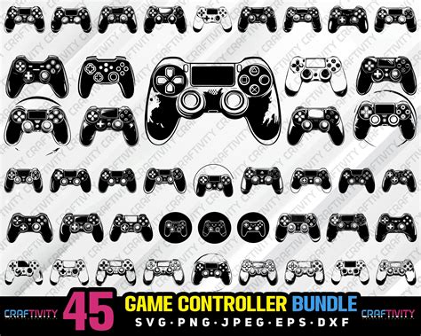 Game Controller Bundle Svg Png Jpeg Eps Dxf Engrave Silhouette Clipart Cricut Laser Vector