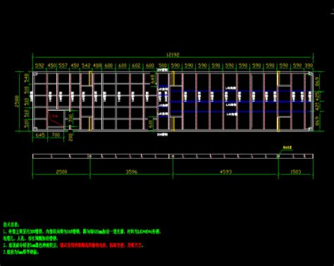 图纸 2mw4mwh储能系统典型结构cad图含pcs、ems、集装箱平面图、土建）框架底部