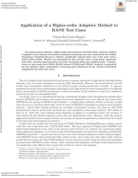 pdf application of a higher order adaptive method to rans test cases