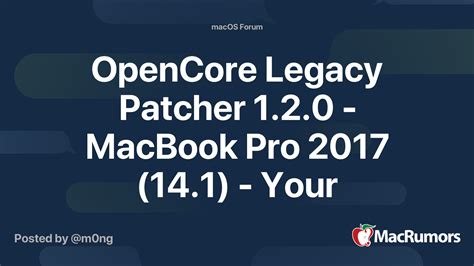 Opencore Legacy Patcher 120 Macbook Pro 2017 141 Your Computer