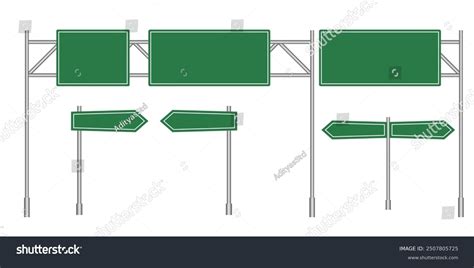 Set Blank Green Road Sign Empty Stock Vector Royalty Free 2507805725