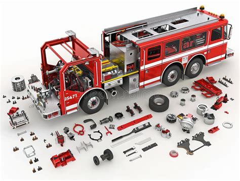 Dismantlement Diagram Of Fire Truck The Fire Truck Is In The Middle Of The Picture And Fire
