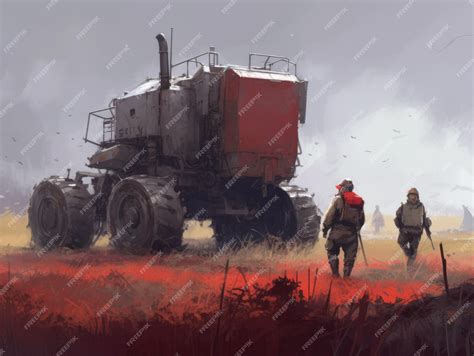 Premium Ai Image Dieselpunk Landscape Illustration Art Game Assests