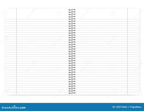 Open Lined Wire Bound Notebook With Margin Template Stock Vector Illustration Of Metallic